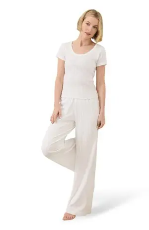 PACT Organic Cotton Pointelle Scoop Neck Tee - White