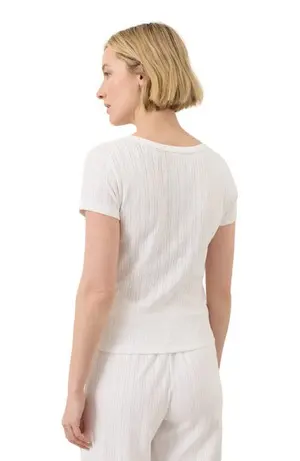 PACT Organic Cotton Pointelle Scoop Neck Tee - White