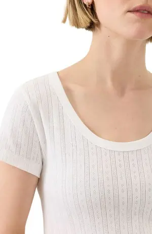 PACT Organic Cotton Pointelle Scoop Neck Tee - White
