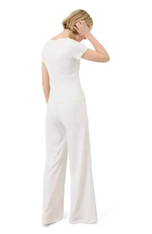 PACT Organic Cotton Pointelle Scoop Neck Tee - White