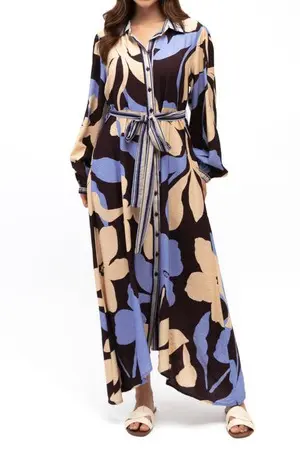 STUDIBAKER HAWK Flora Maxi Shirt Dress - Chocolate