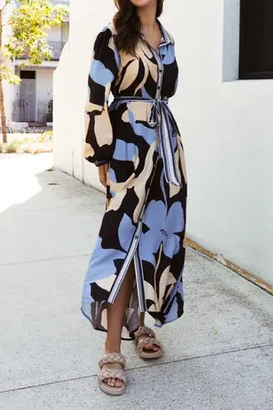 STUDIBAKER HAWK Flora Maxi Shirt Dress
