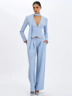 MISS CIRCLE NEW YORK Renley Pinstripe Peplum Blazer