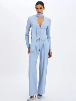 MISS CIRCLE NEW YORK Renley Pinstripe Peplum Blazer