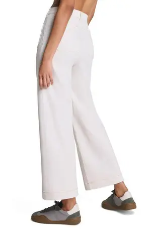 Spanx Authentic 360 Patch Pocket Crop Wide Leg Jeans - Alabaster