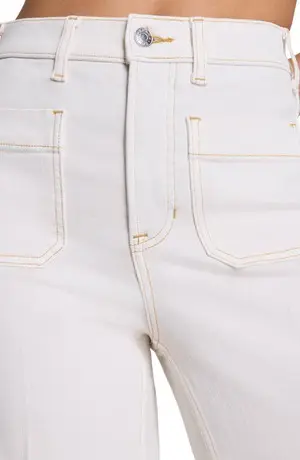 Spanx Authentic 360 Patch Pocket Crop Wide Leg Jeans - Alabaster