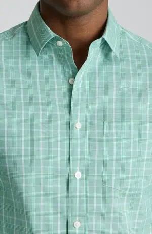 UNTUCKIT Claremont Plaid Cottontek™ Performance Button-up Shirt - Green