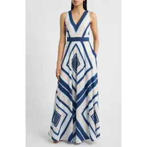 Eliza J Scarf Print Crêpe De Chine Maxi Dress - Navy