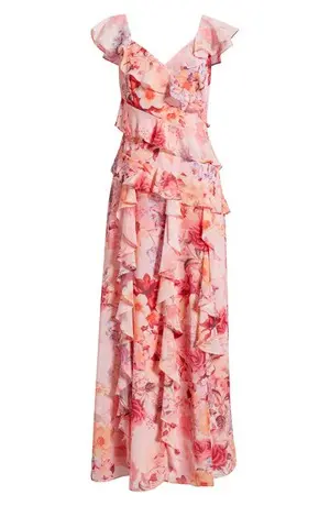 Eliza J Flutter Chiffon Maxi Dress
