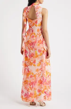 Eliza J Floral Ruffle Maxi Dress