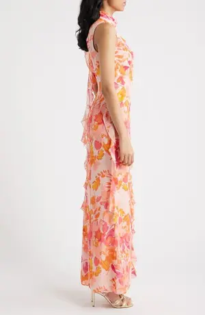 Eliza J Floral Ruffle Maxi Dress