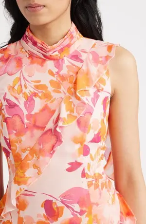 Eliza J Floral Ruffle Maxi Dress
