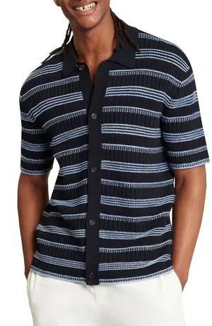 Ted Baker London Florem Stripe Short Sleeve Knit Button-up Shirt