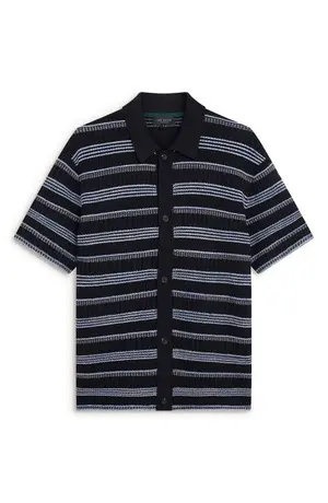 Ted Baker London Florem Stripe Short Sleeve Knit Button-up Shirt