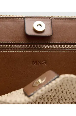 Mango Natural Fiber City Shoulder Bag