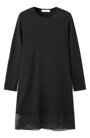 Mango Lace Trim Nightgown - Black