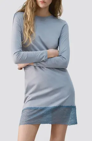 Mango Lace Trim Nightgown - Blue