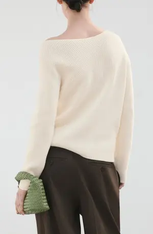 Mango Boat Neck Long Sleeve Relaxed Sweater