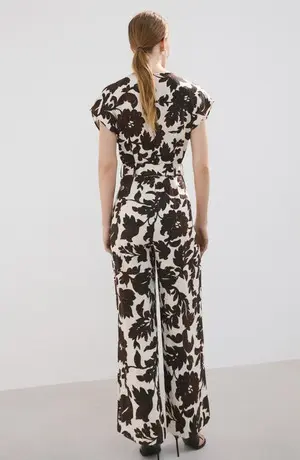 Mango Floral Print Wide Leg Jumpsuit