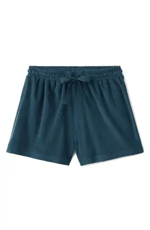 Mango Cotton Blend Terry Shorts - Blue