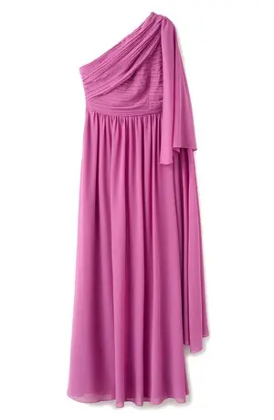 Mango One-shoulder Draped Dress