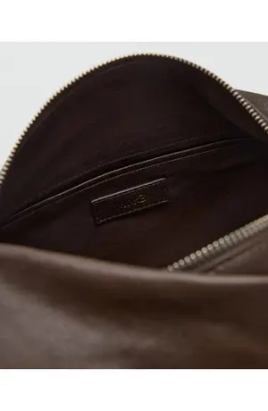 Mango Leather Shoulder Bag