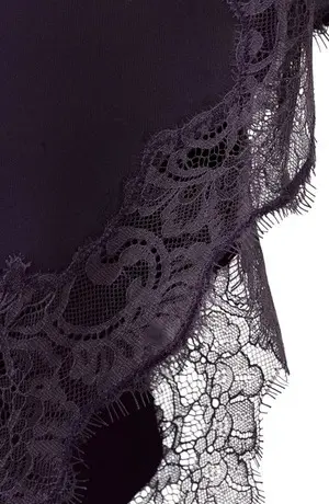Mango Lace Trim Asymmetric Satin Top