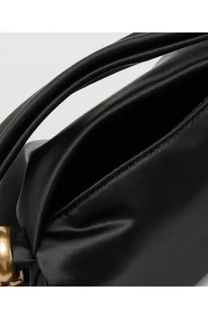 Mango Satin Top Handle Evening Bag - Black