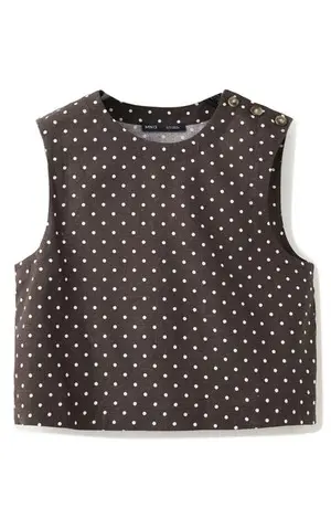 Mango Polka Dot Linen Blend Crop Top