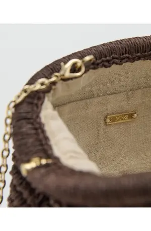 Mango Woven Frame Clutch With Chain Strap