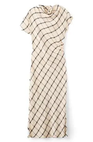 Mango Windowpane Check Asymmetric Dress