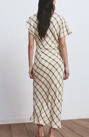 Mango Windowpane Check Asymmetric Dress
