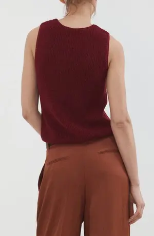Mango Knit Sleeveless Top - Maroon