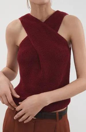 Mango Knit Sleeveless Top - Maroon