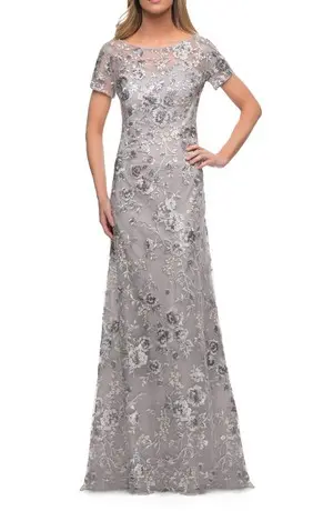 Embroidered Lace Evening Gowns