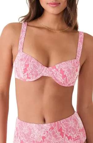 ANDIE Floral Jacquard Underwire Bikini Top - Peachy