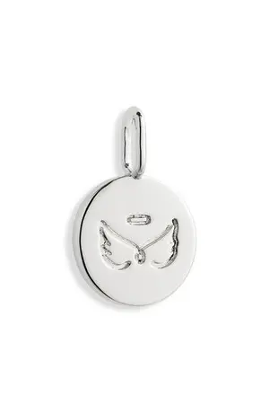 THE SIS KISS Engraved Angel Wing Charm - Silver