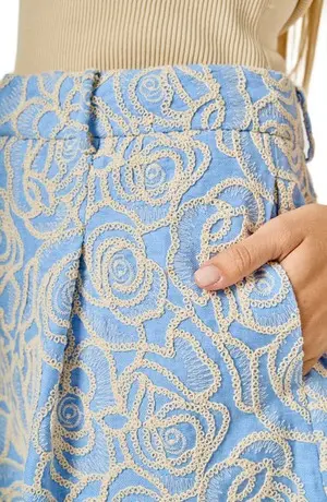 Endless Rose Embroidered High-waist Shorts