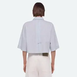 Helmut Lang Cropped Trench Shirt - Light Blue Multi