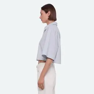 Helmut Lang Cropped Trench Shirt - Light Blue Multi