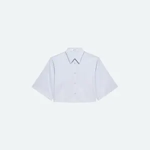 Helmut Lang Cropped Trench Shirt - Light Blue Multi