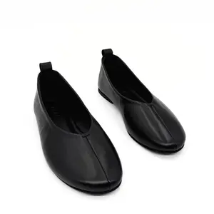 AMIE RAFA Erika Leather Ballet Flats - Black
