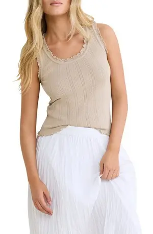 NZ BY NIC AND ZOE Ella Rib Pointelle Tank - White Pepper