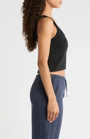 Marine Layer Coralina Crop Cotton Rib Tank - Black