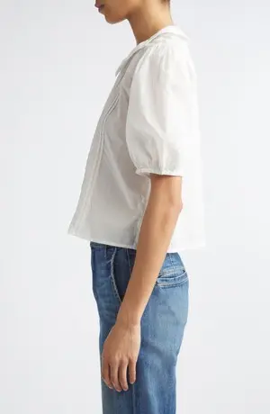 Mille Harriet Lace Detail Cotton Button-up Shirt