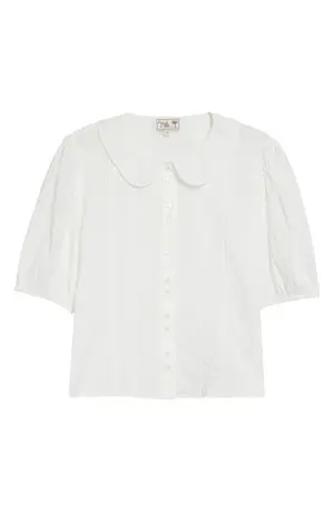 Mille Harriet Lace Detail Cotton Button-up Shirt