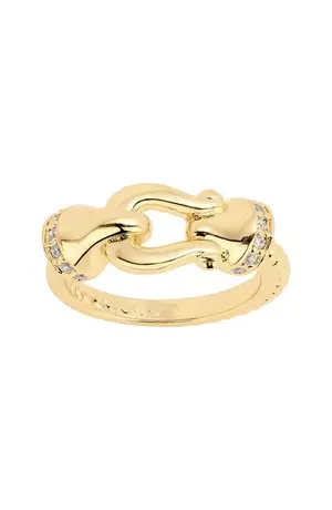 ATHRA LUXE Modern Muse Cz Horse Bit Ring - Gold