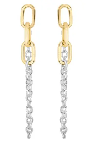 ATHRA LUXE Modern Muse Two-tone Link Chain Drop Earrings - Silver
