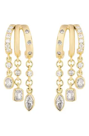 ATHRA LUXE Modern Muse CZ Charm Hoop Earrings