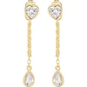 ATHRA LUXE Modern Muse Cz Heart Drop Earrings - Gold